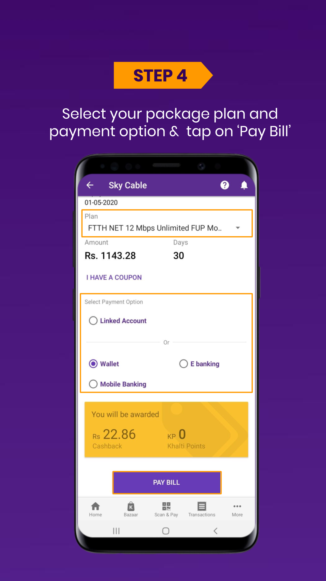How to pay Skycable bill online using Khalti Digital Wallet?