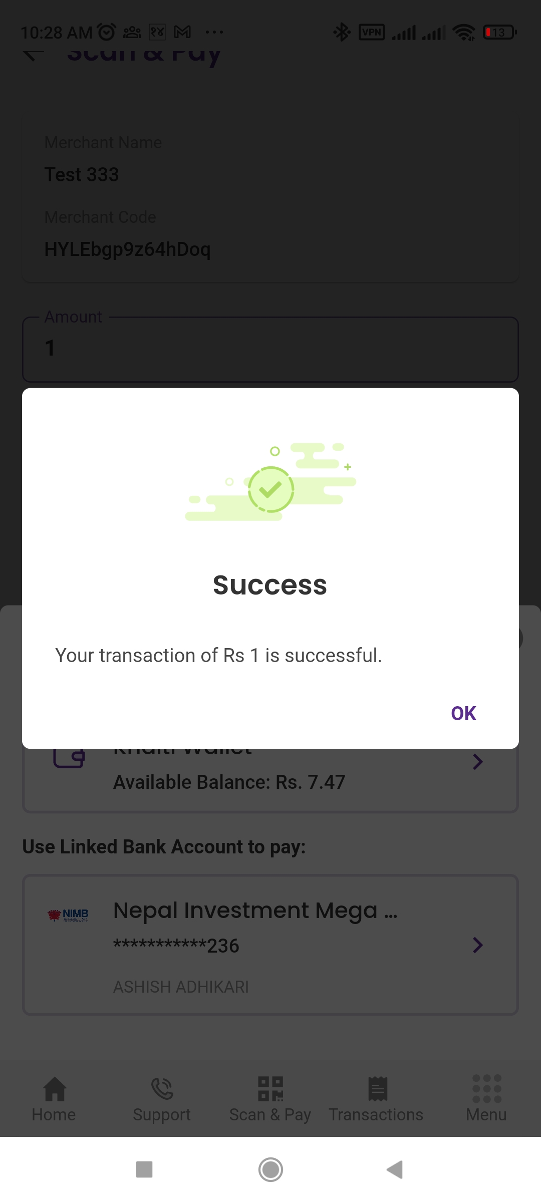 UnionPay QR Code Payment using Khalti. - Khalti by IME wallet.