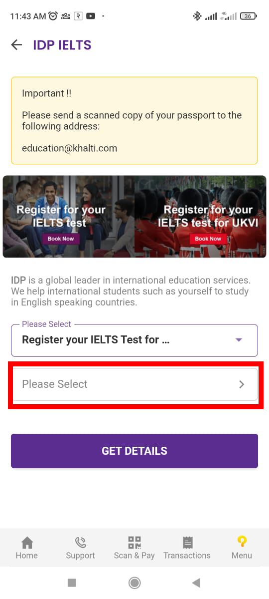 IDP IELTS Booking - Registration Directly From Khalti. - Khalti App